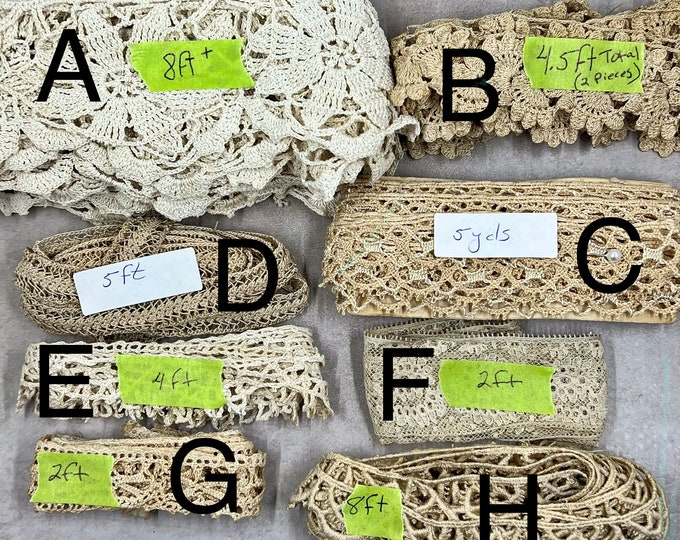 Antique Hand Crocheted, and Bobbin Lace, All Original, Your Choice ...