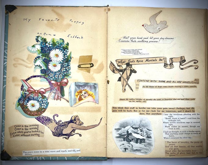 Rare Vintage Scrapbook of Beautiful Handwritten Poetry, Clippings and ...