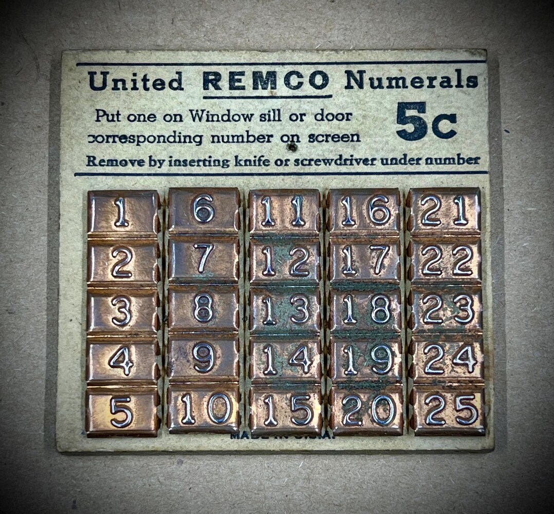 Grouping of 25 Vintage Copper Remco Number Tacks, Made in USA, Screen ...