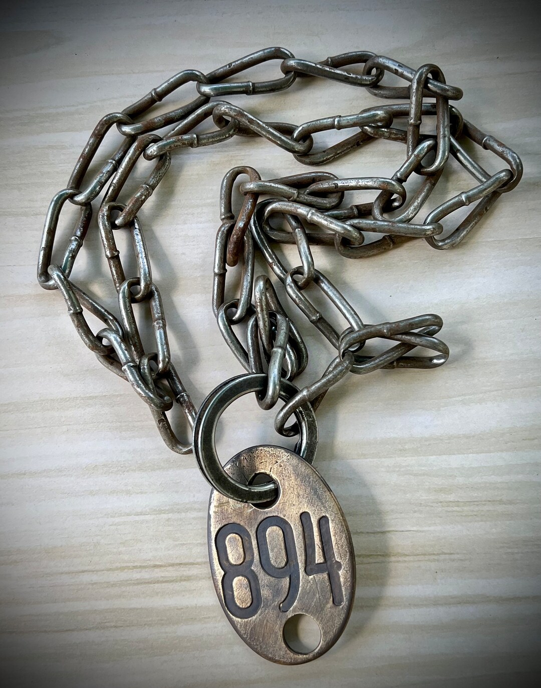 Vintage Brass Cattle, Cow Tag With Chain, Double Hole - Etsy