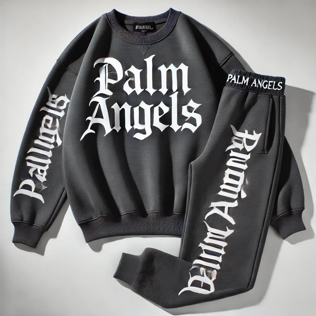 Inspired by Viral Rapper Style | Dark Gray Gothic Letter Sweatsuit Set ...
