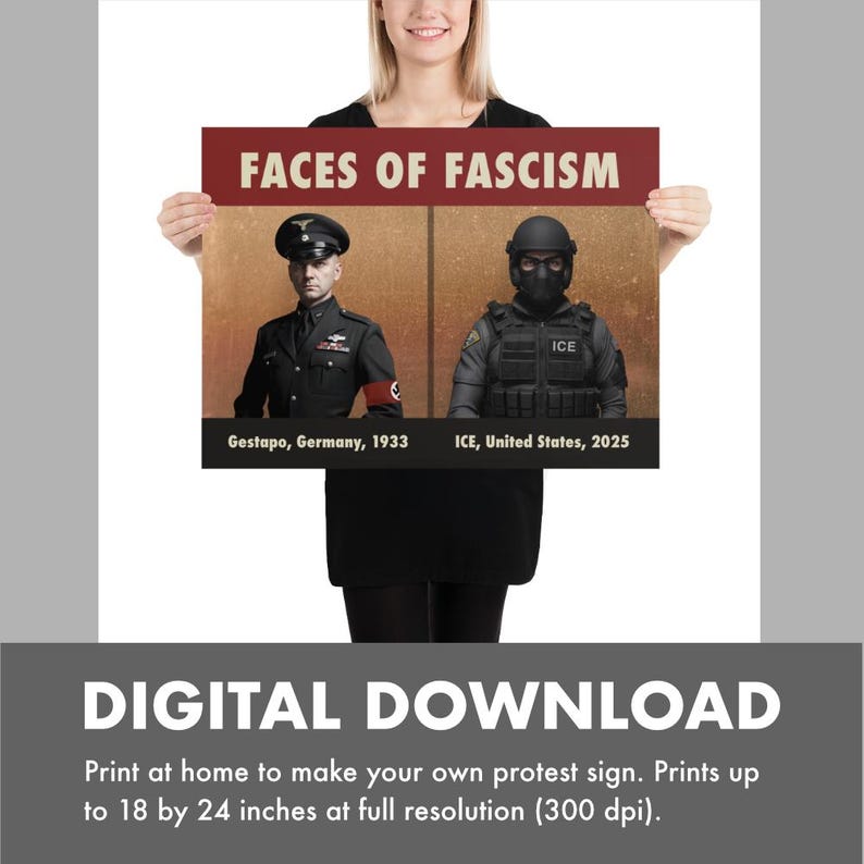Faces of Fascism Political Protest Poster, Digital Download, PRINTABLE ...