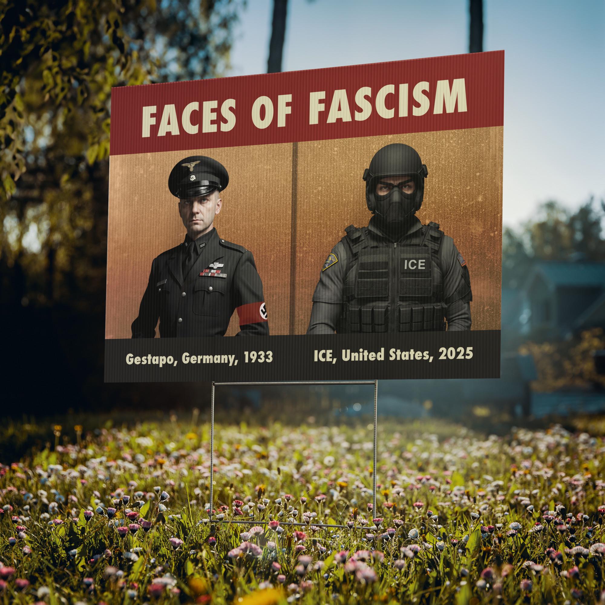 Political Yard Sign: Faces of Fascism, Anti-fascist, Anti-racist, Civil ...