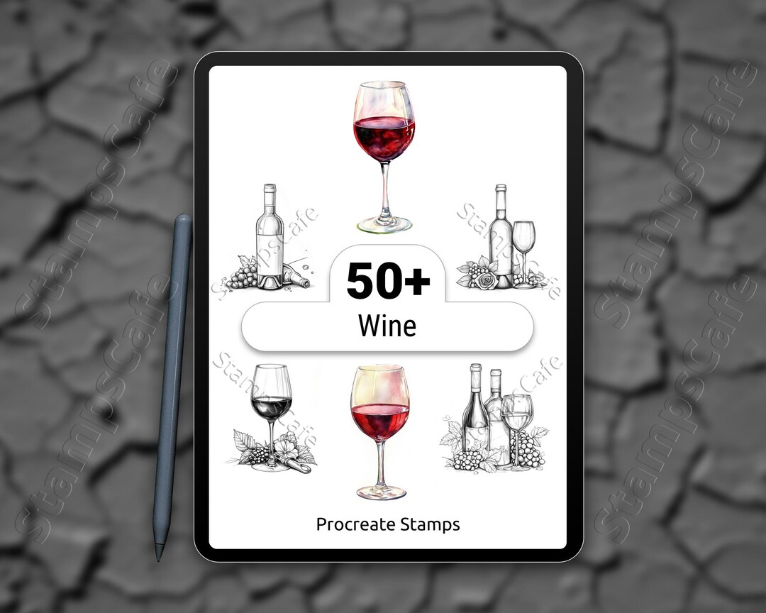 Procreate Wine Stamps | 50+ Wine & Glass Stamp Set | Procreate Beverage ...