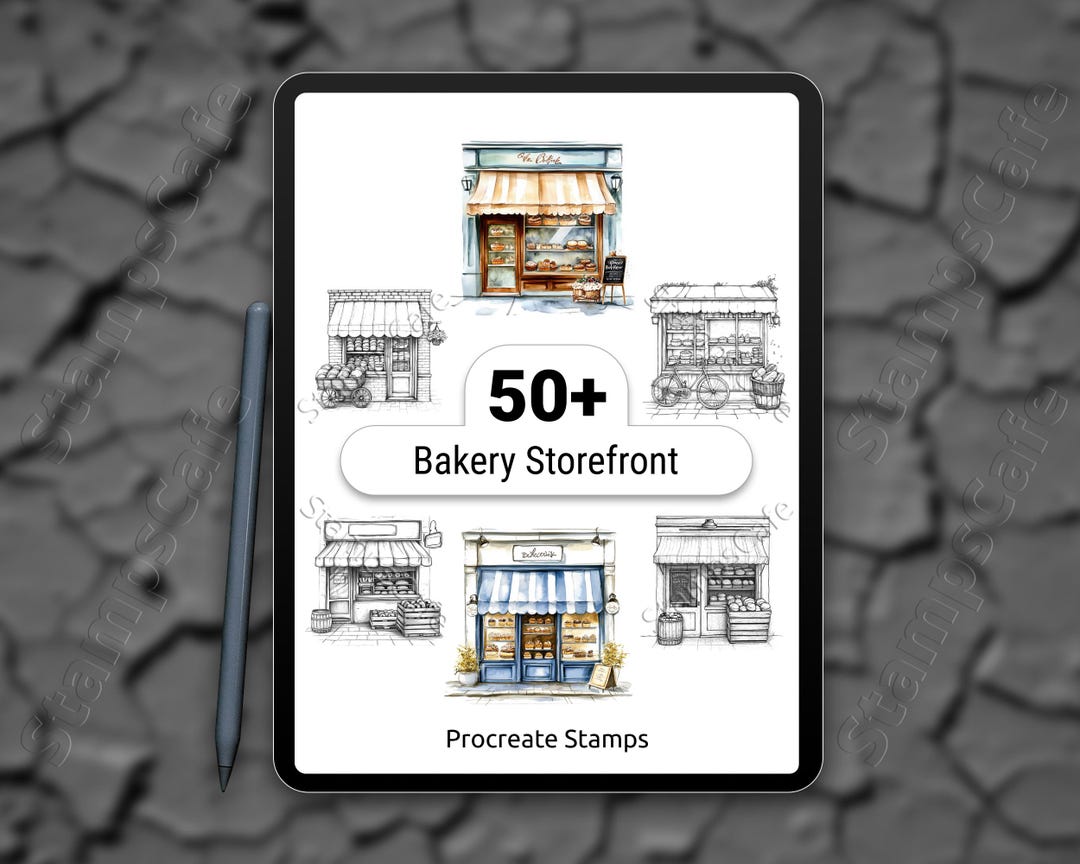 Bakery Storefront Procreate Stamps | 50+ Bakery Shop Stamp Set ...