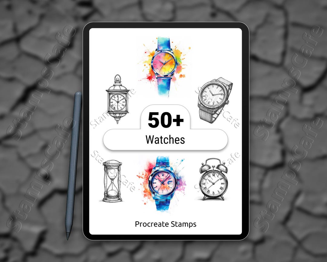 Watches Procreate Stamps | 50+ Stylish Watch Procreate Brush Set ...