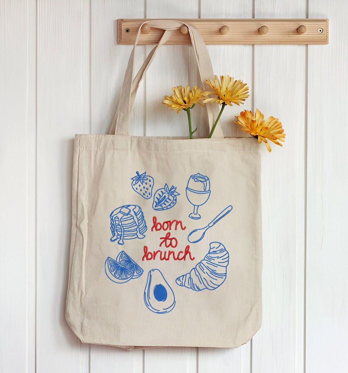 Born to Brunch Embroidery File, Sunday Vibes Design, Brunch Quote File ...