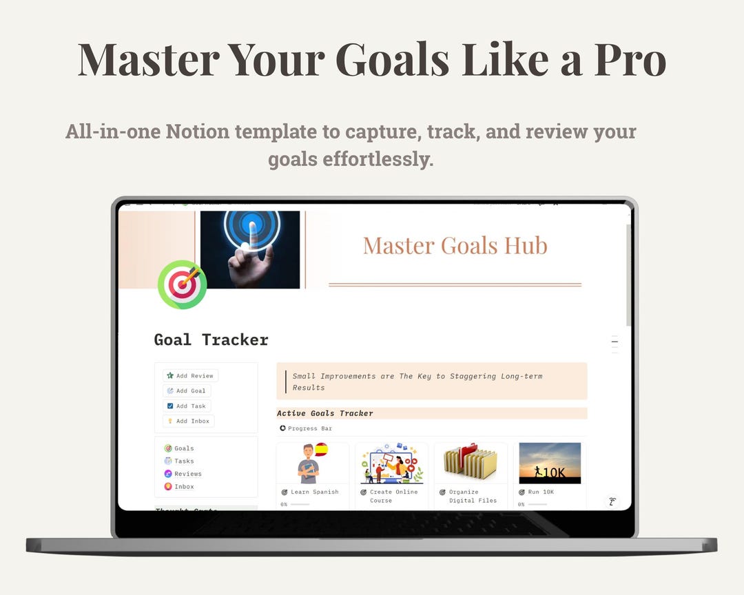 Goal Tracker Concept Template | All-in-one System for Goals, Tasks ...