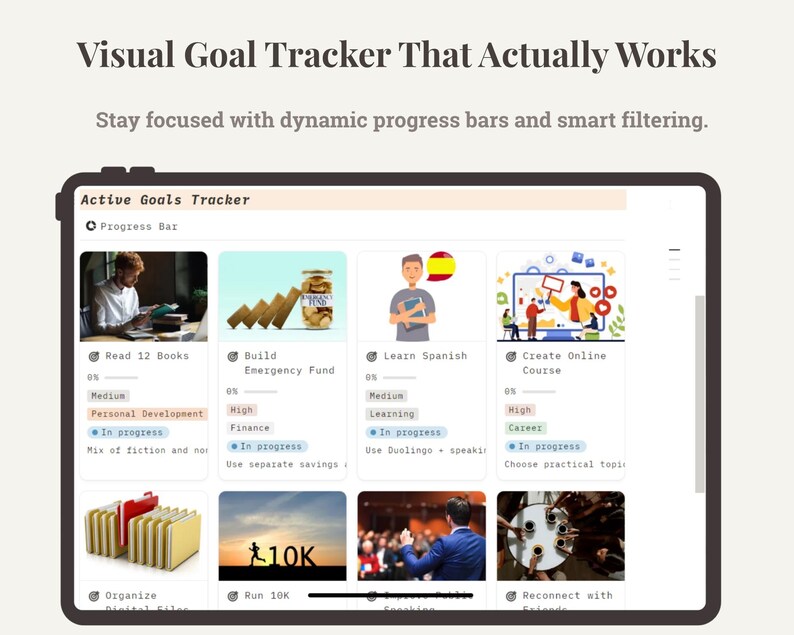 Goal Tracker Concept Template | All-in-one System for Goals, Tasks ...