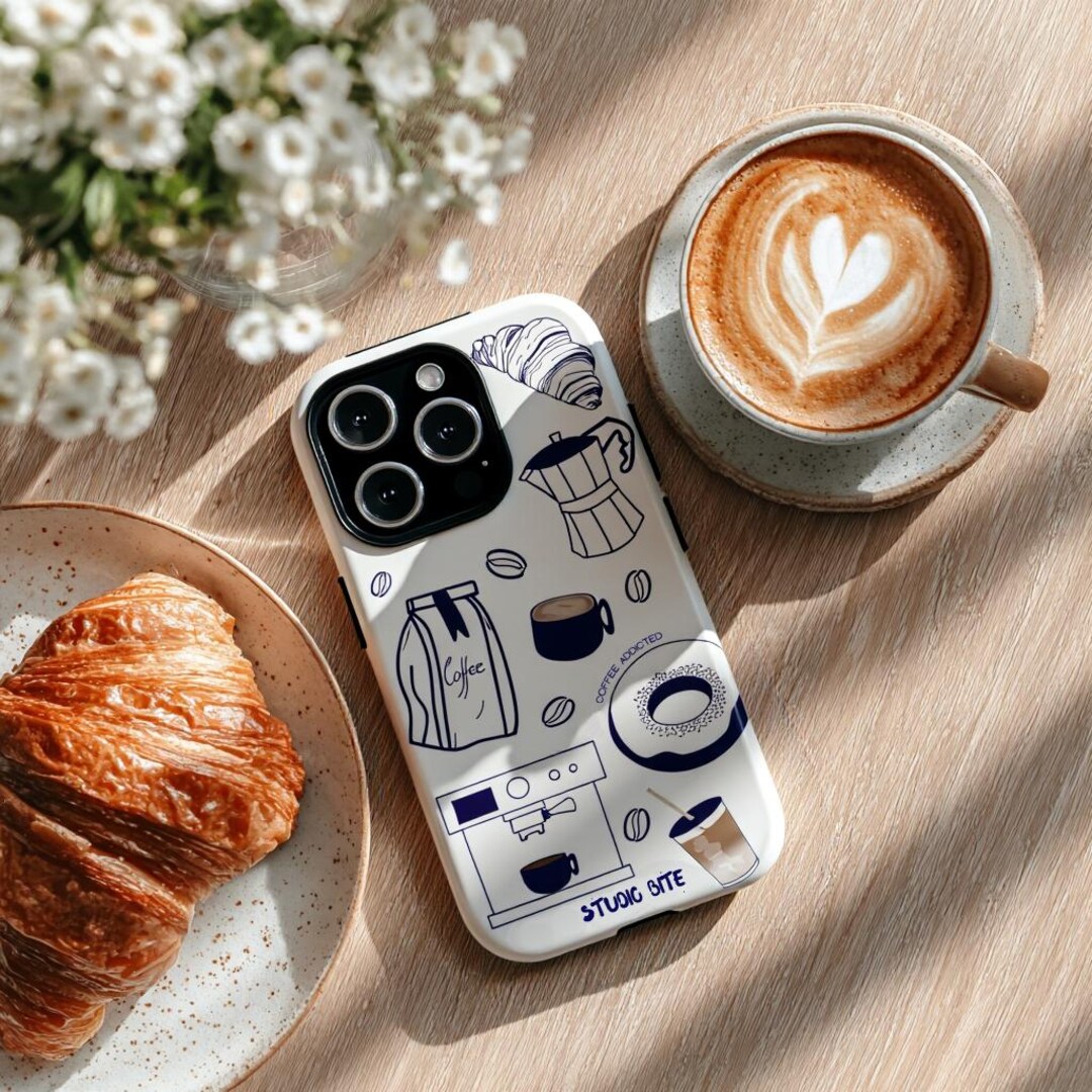 Hand-painted "coffee Addict" Phone Case – Coffee & Donut Design, Coffee ...