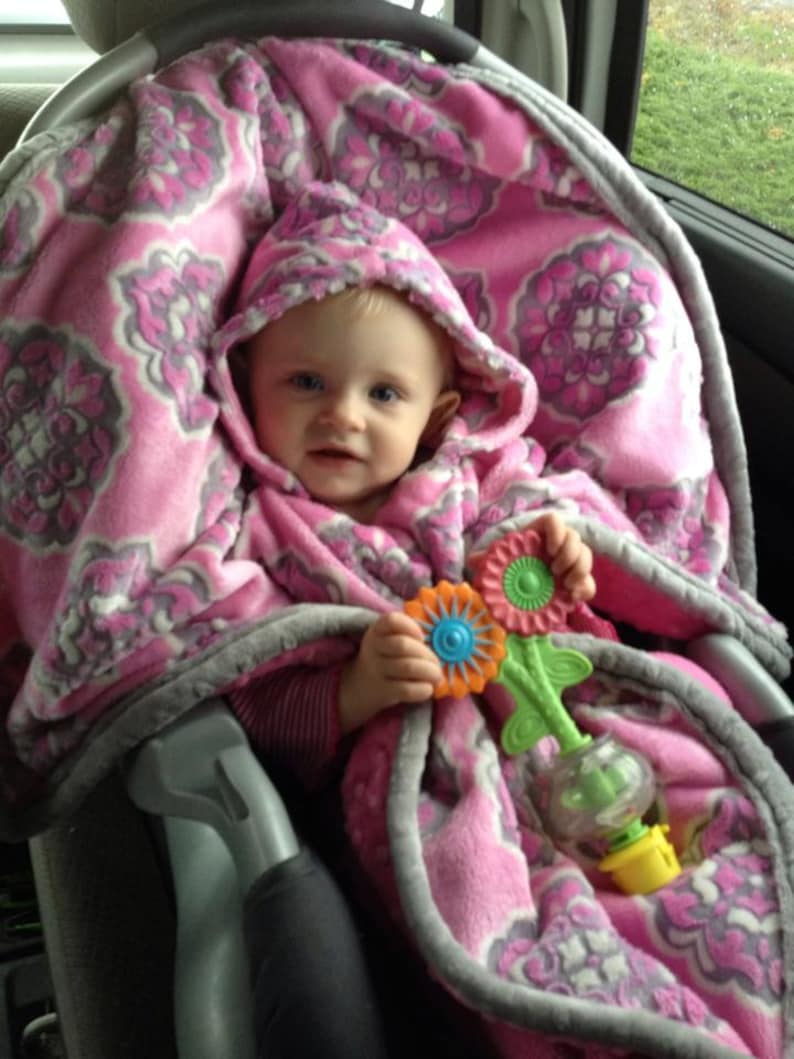 Car Seat Cozy PONCHO Car Seat Safe Pink Minky Car Seat - Etsy