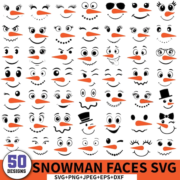 Snow Man Face Clip Art - Etsy