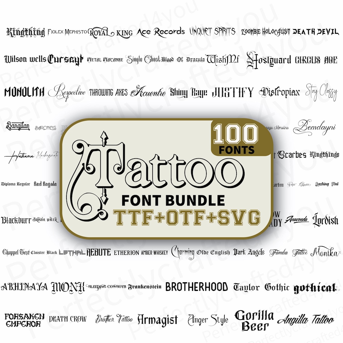 Tattoo Font Bundle: Black Letter Calligraphy (OTF/TTF/SVG Digital ...