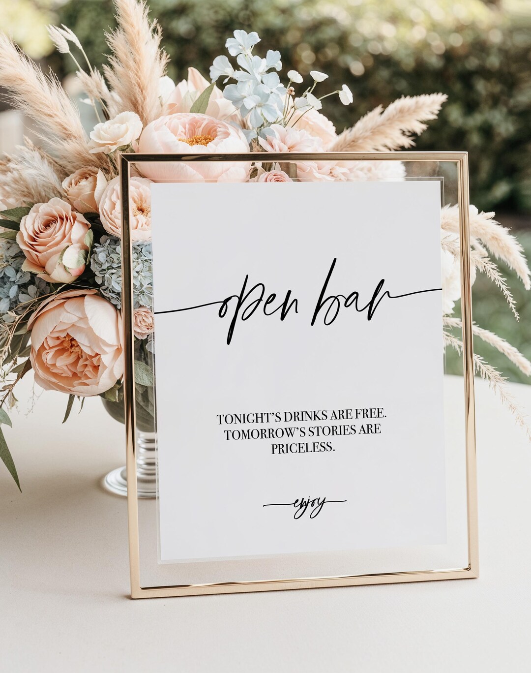 Open Bar Wedding Sign, Open Bar Printable Wedding Sign, Minimalist Open ...