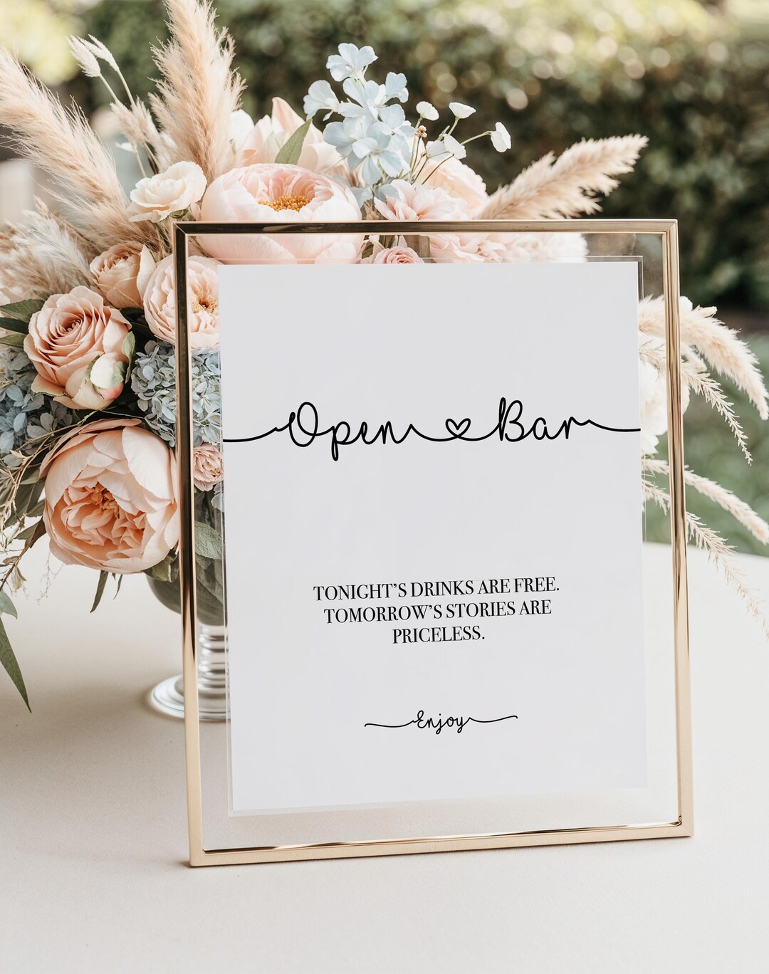 Open Bar Wedding Sign, Open Bar Printable Wedding Sign, Minimalist Open ...