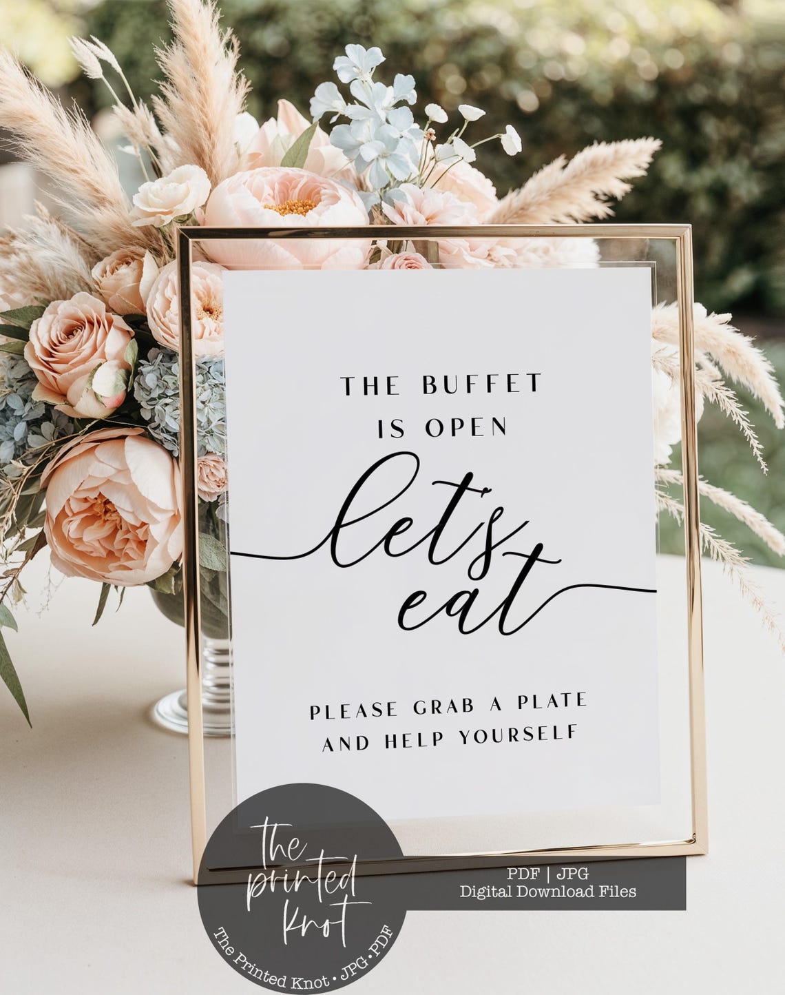Let's Eat Sign, the Buffet is Open Wedding Printable, Minimalist Buffet ...