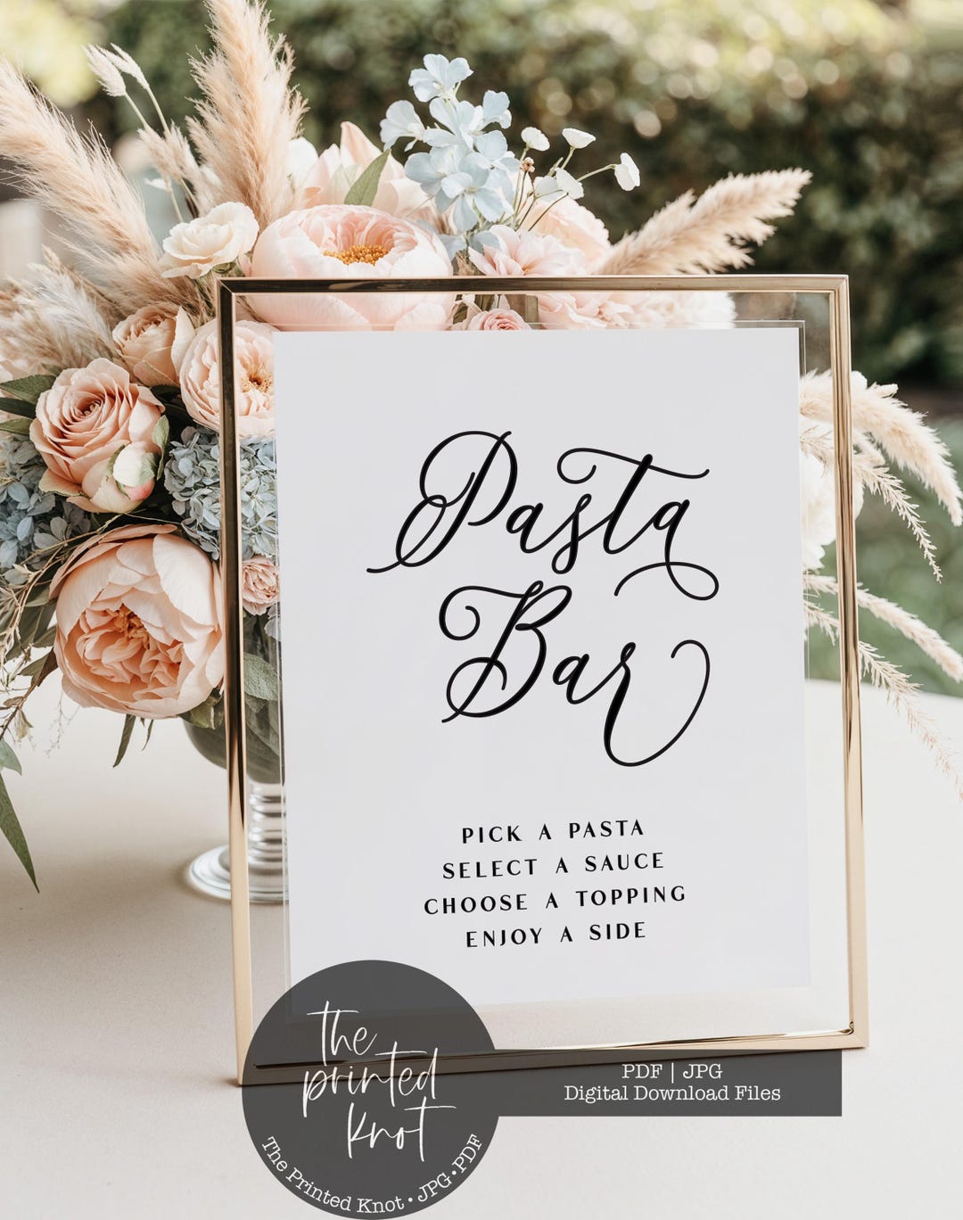 Pasta Bar Sign, Pasta Bar Wedding Printable, Minimalist Pasta Bar ...