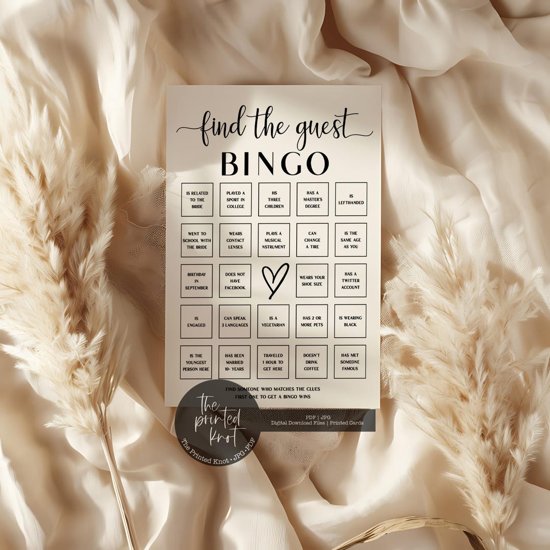 Find the Guest Wedding Bingo, Wedding Bingo Card, Wedding Bingo Game ...