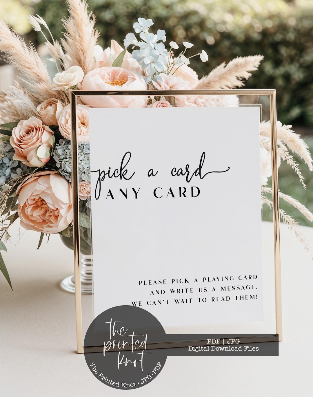 Pick A Card Any Card Sign, Pick A Card Wedding Printable, Minimalist ...