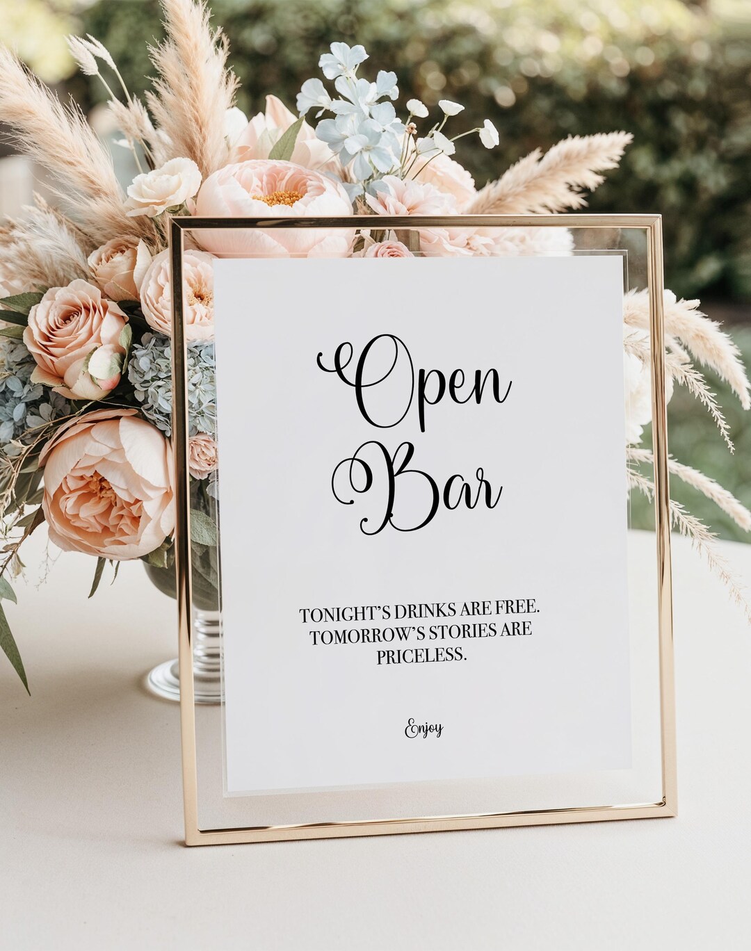 Open Bar Wedding Sign, Open Bar Printable Wedding Sign, Minimalist Open ...