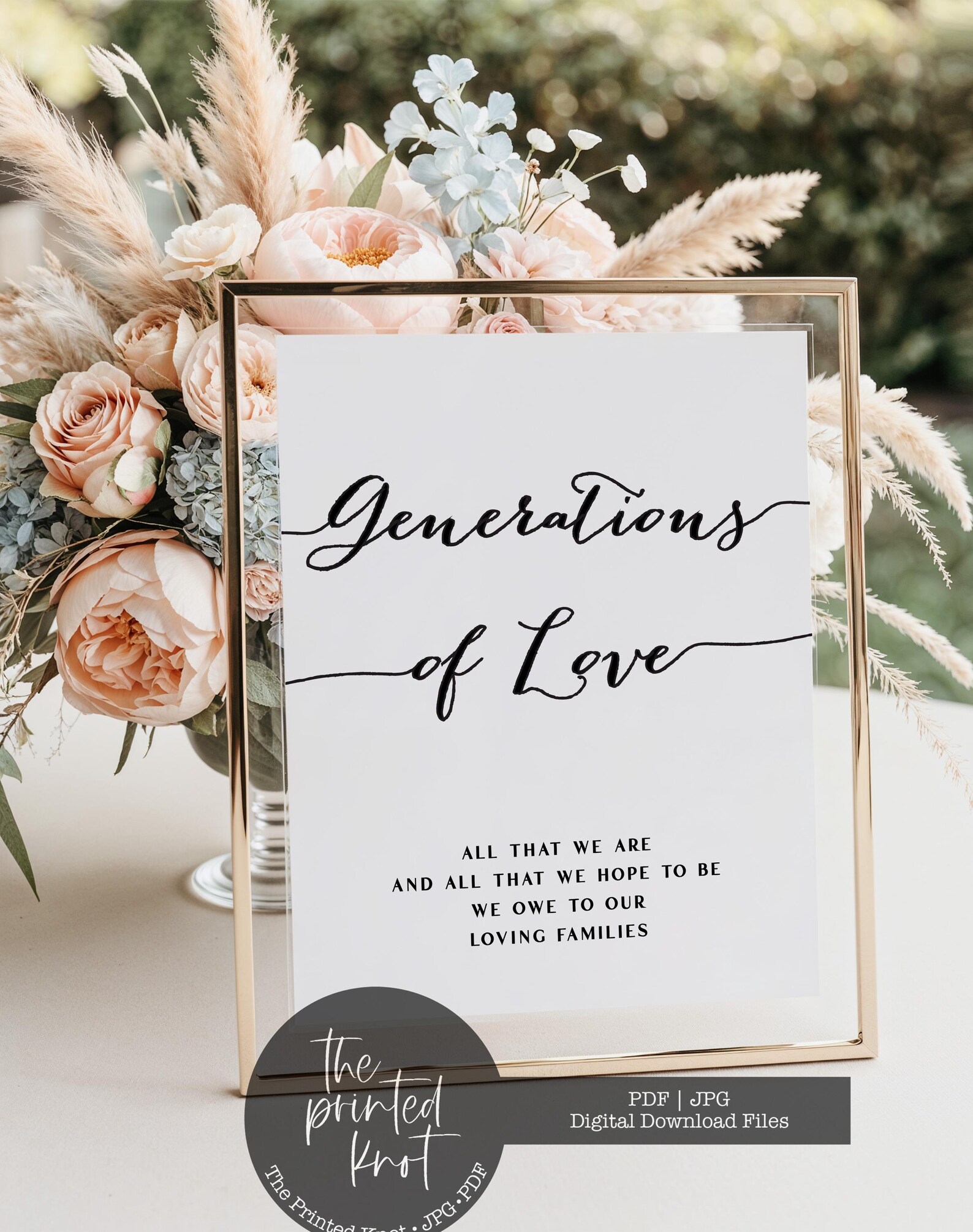 Generations of Love Wedding Sign, Printable Generations of Love Wedding ...
