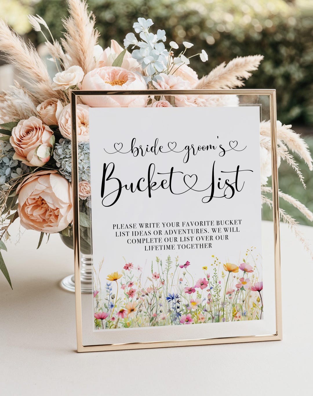 Bucket List Wedding Sign, Printable Wildflower Wedding Sign, Wildflower ...
