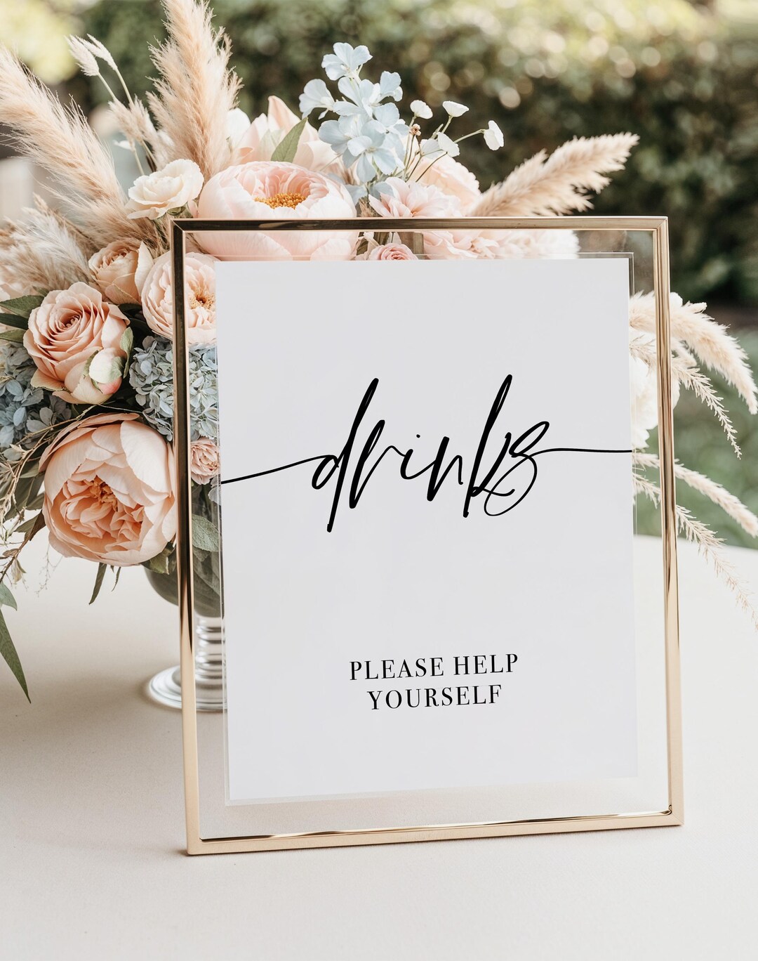Drinks Wedding Sign, Printable Drinks Wedding Sign, Minimalist Drinks ...