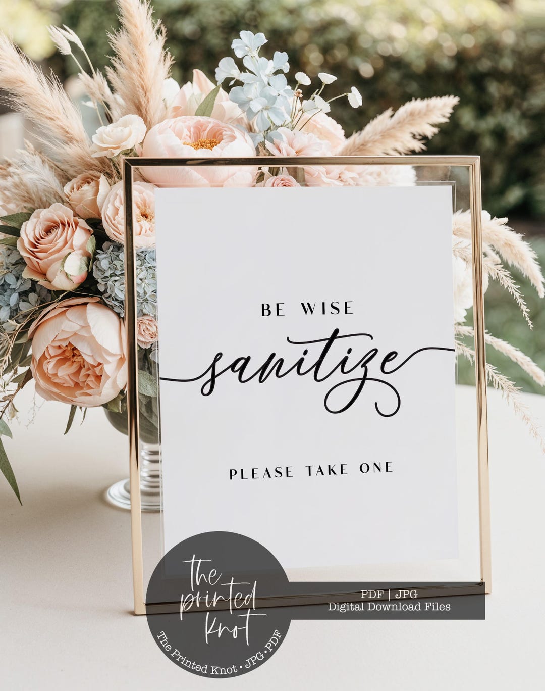Be Wise Sanitize Wedding Sign, Sanitize Wedding Printable, Minimalist ...