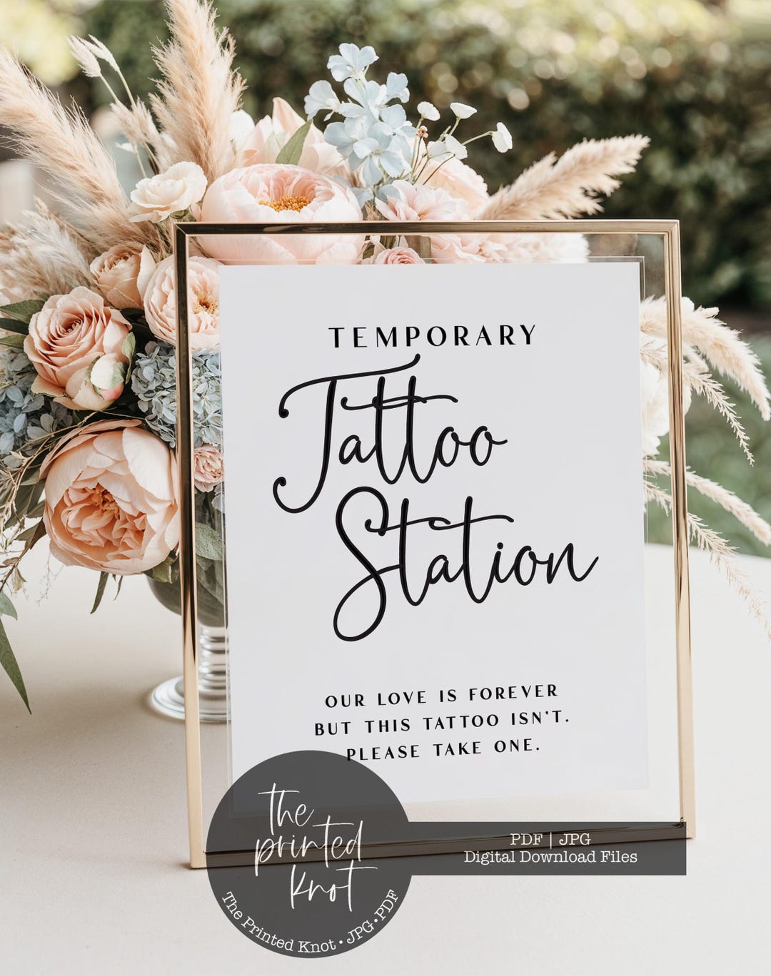 Temporary Tattoo Sign, Temporary Tattoo Wedding Printable, Minimalist ...