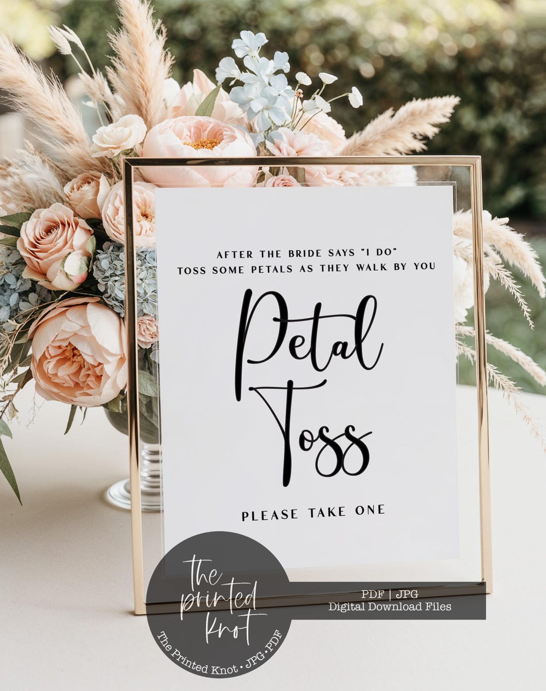 Petal Toss Sign, Petal Toss Wedding Printable, Minimalist Petal Toss ...