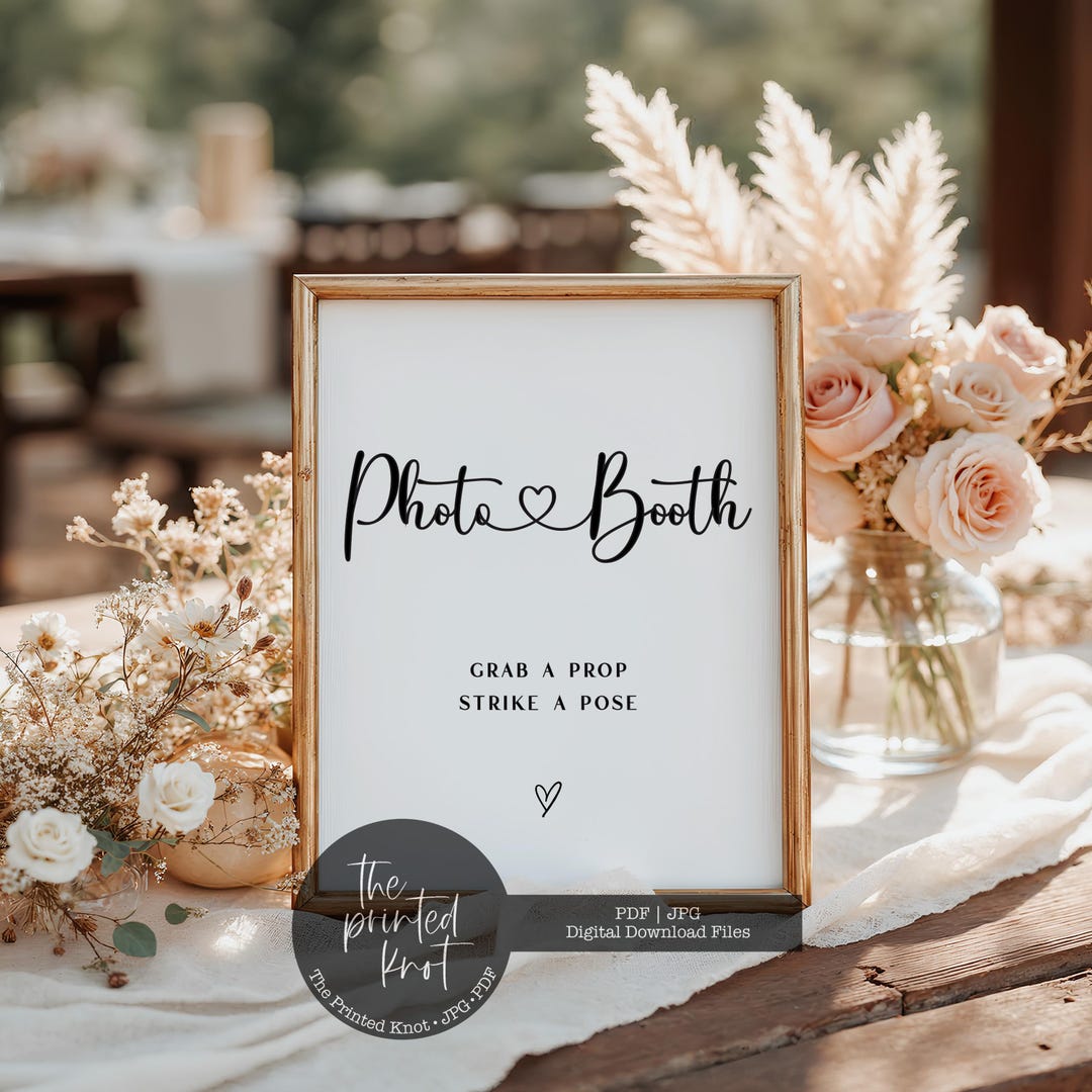 Photo Booth Sign, Photo Booth Wedding Printable, Minimalist Photo Booth ...