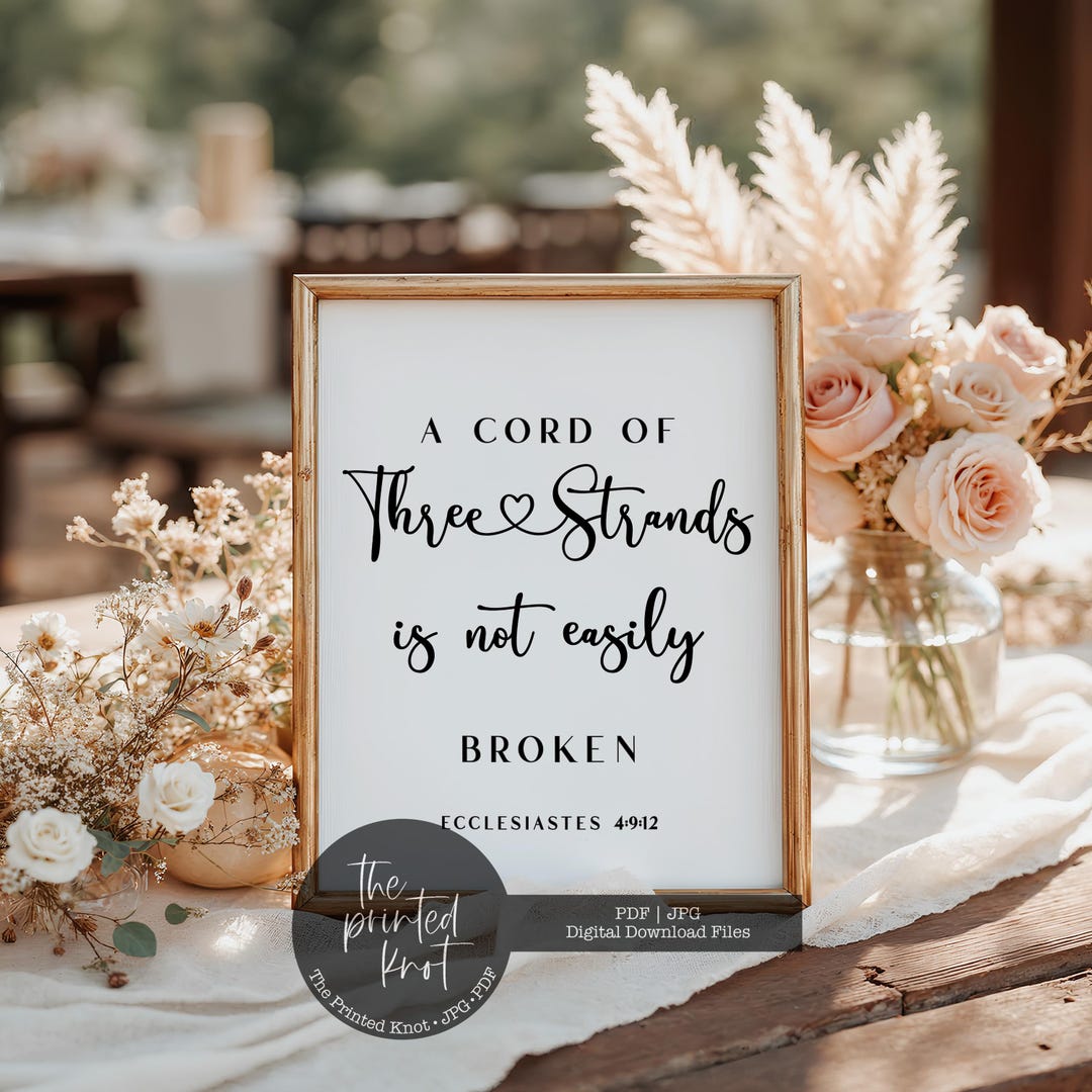 A Cord of Three Wedding Sign, Christian Wedding Sign, Minimalist A Cord ...