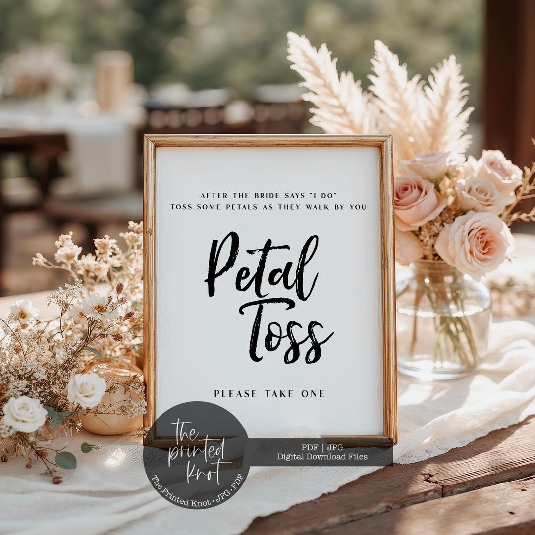 Petal Toss Sign, Petal Toss Wedding Printable, Minimalist Petal Toss ...