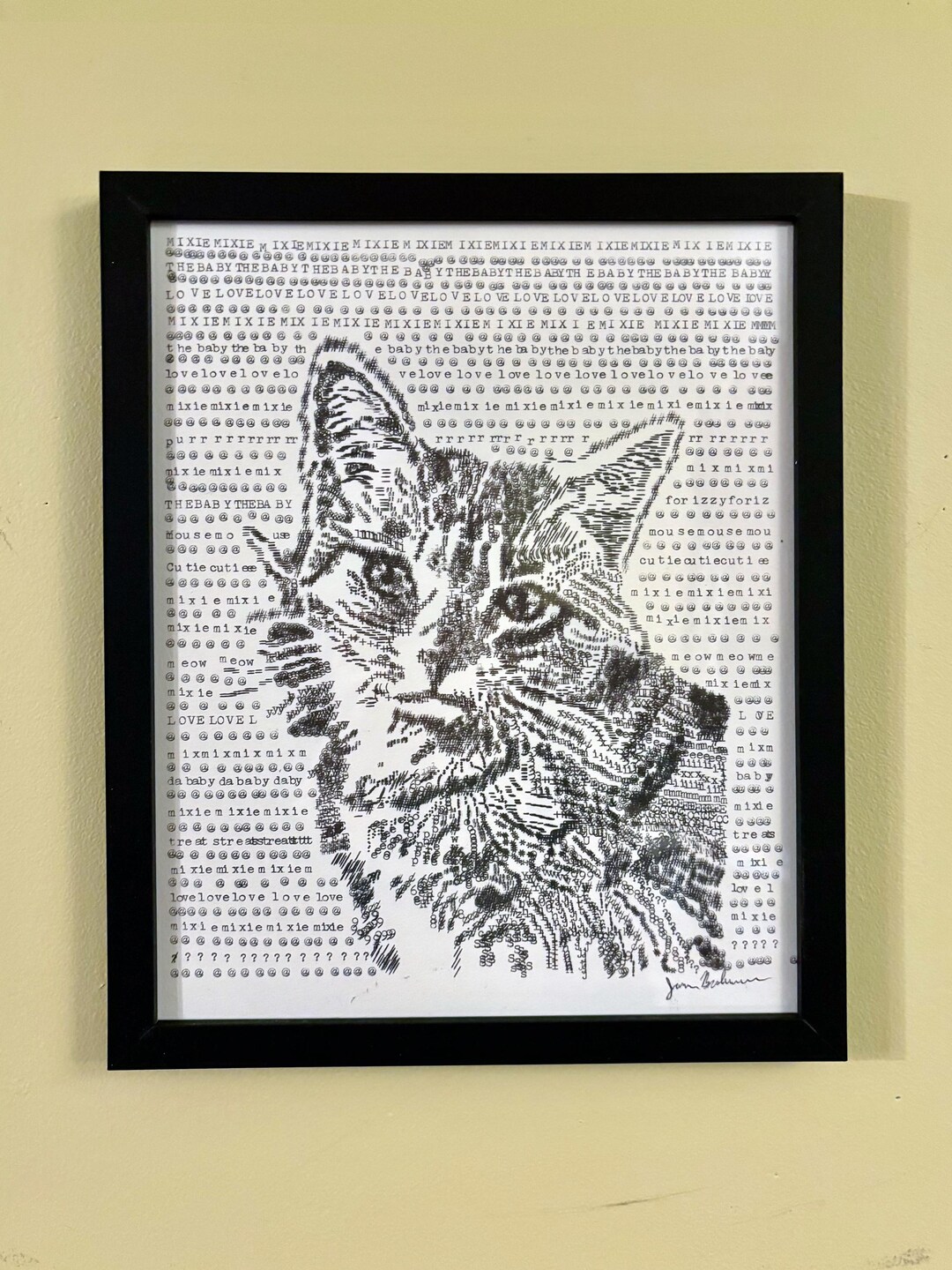 Cat Portrait / Typewriter With Frame Signed - Etsy