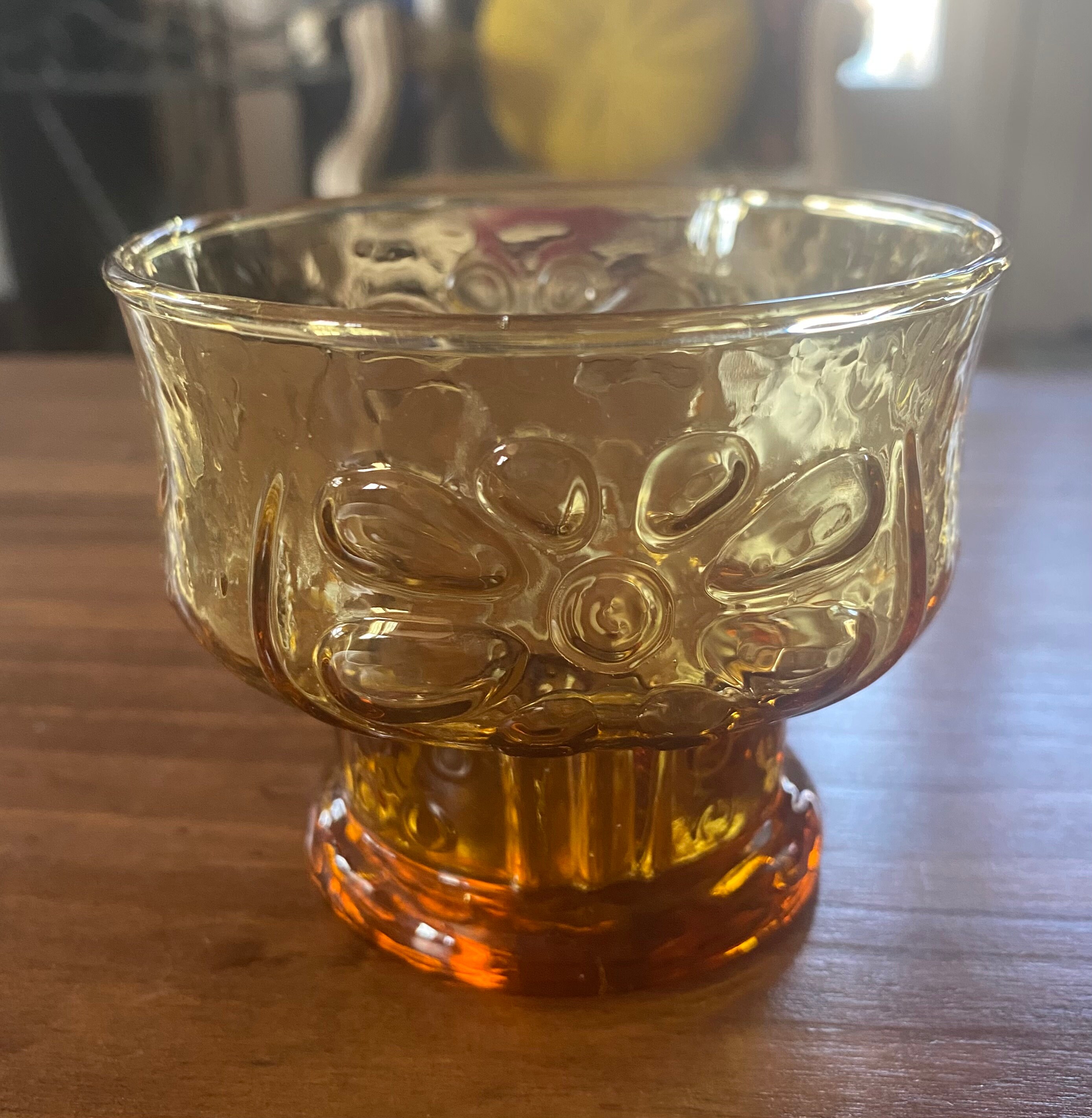 1970s Vintage Libbey Country Garden Amber Sherbet or Rocks Glass Flower ...