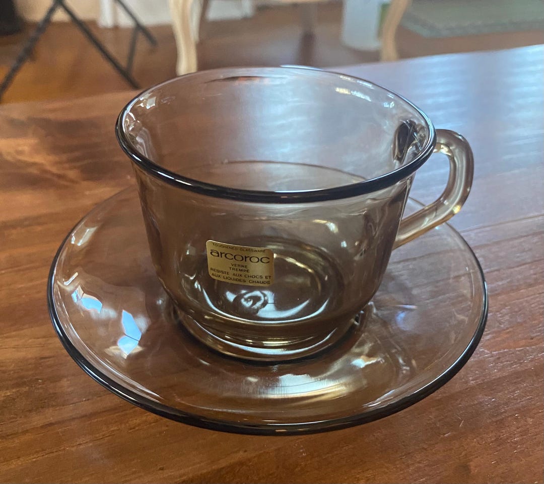 Vintage Arcoroc Smokey Brown Coffee Cup and Saucer Made in France - Etsy