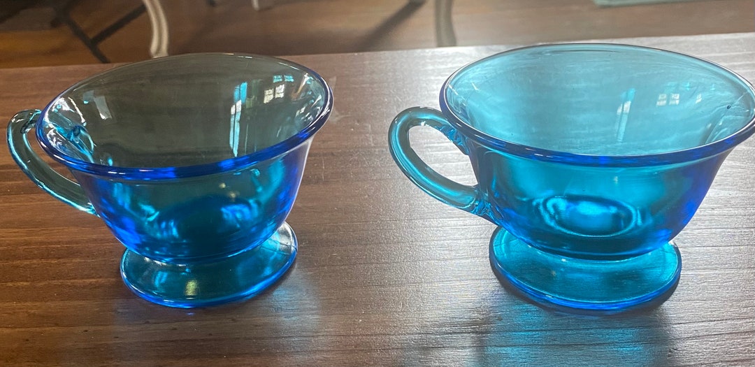 2 Vintage Turquoise Blue Tea Cups - Etsy