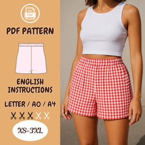 Elastic Waist Shorts Sewing Pattern | Women’s Gingham | Comfy Summer ...