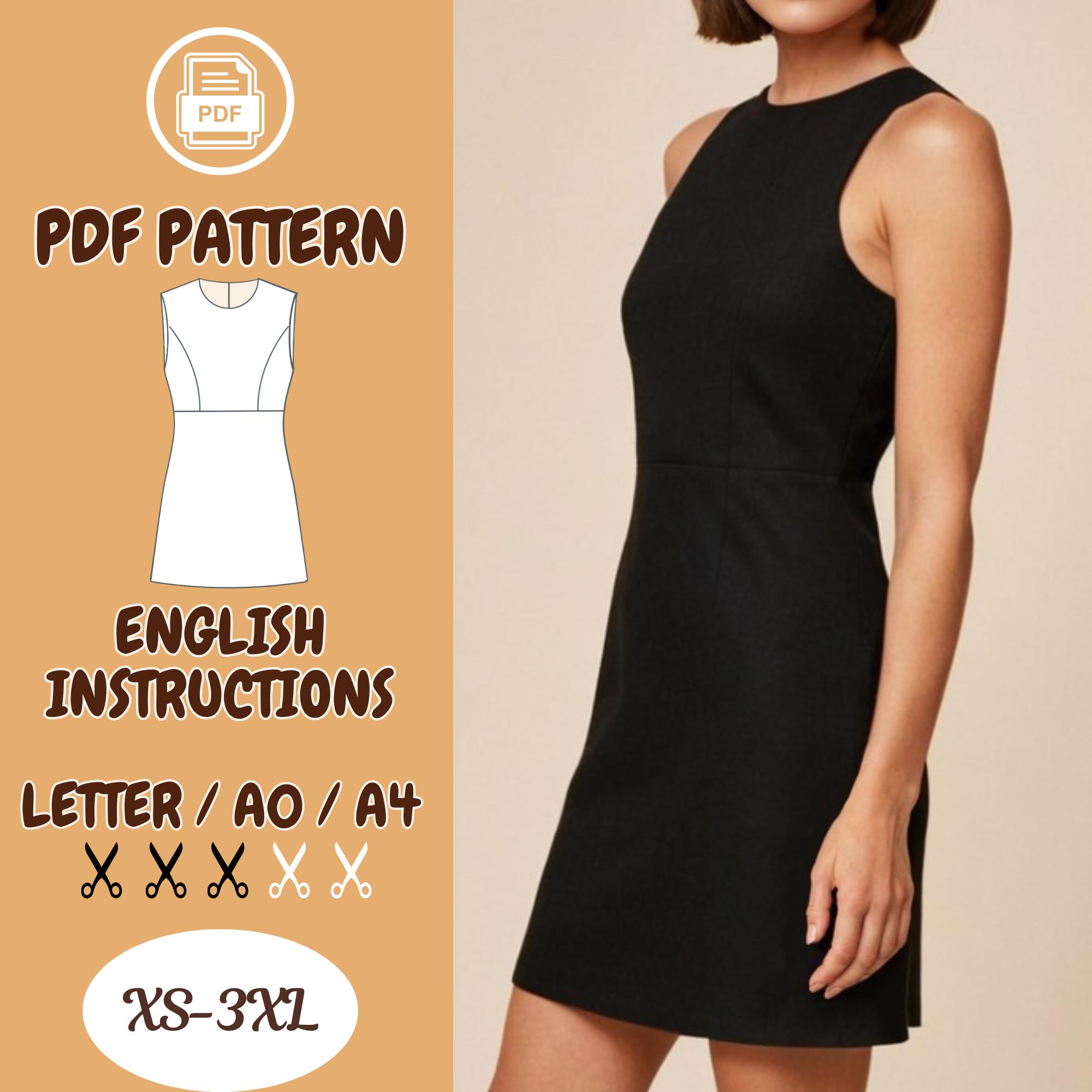 PDF Sewing Pattern - Sleeveless Black Dress - Little Black Dress ...