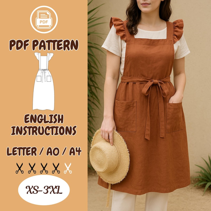 Pinafore Apron Pattern - Etsy