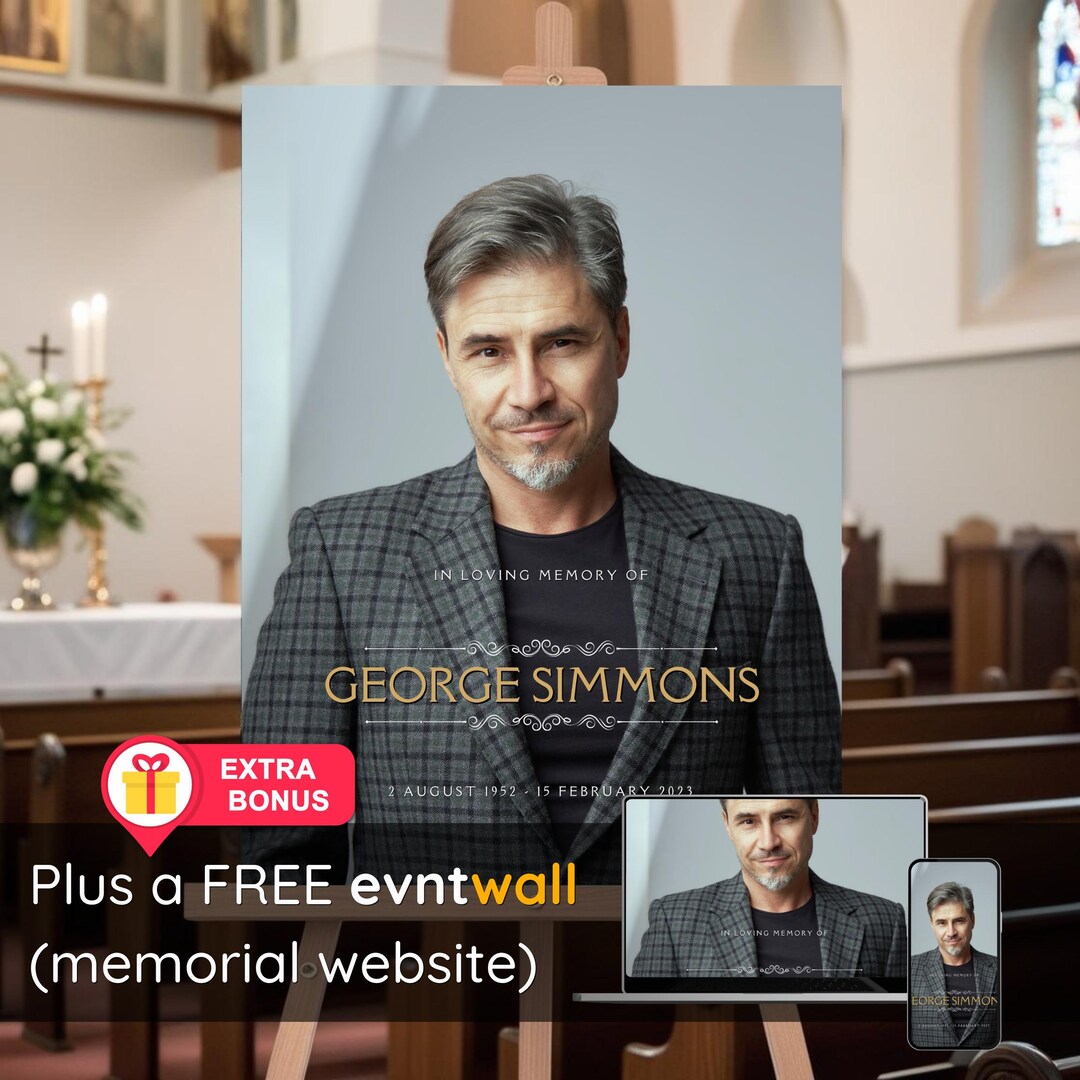 Printable Funeral Welcome Poster - Editable Memorial Sign + Digital ...