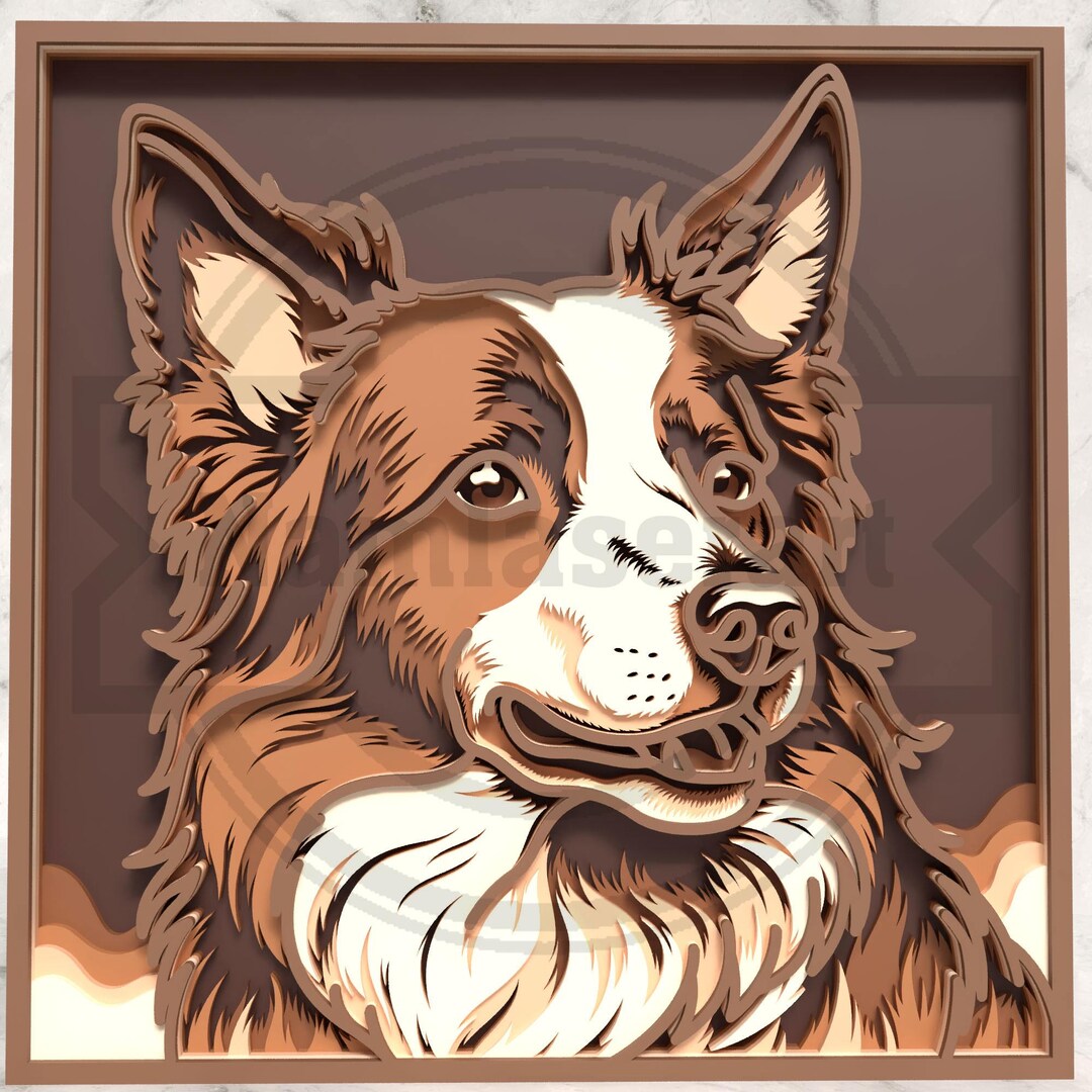3D Border Collie Laser Cut Files - 6-layer SVG for Glowforge, Cricut - Etsy