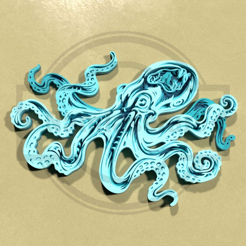 Octopus Laser Cut SVG , 3D Multilayer Sea Animal Wall Art, Ocean Marine ...