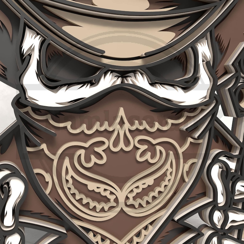 Layered Cowboy Skull SVG: Laser Cut Western Decor (digital File) - Etsy