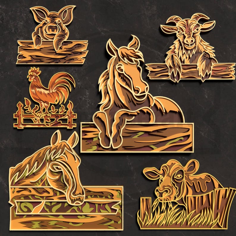 Farm Animals SVG Bundle - Layered Laser Cut Files - Digital Download - Etsy