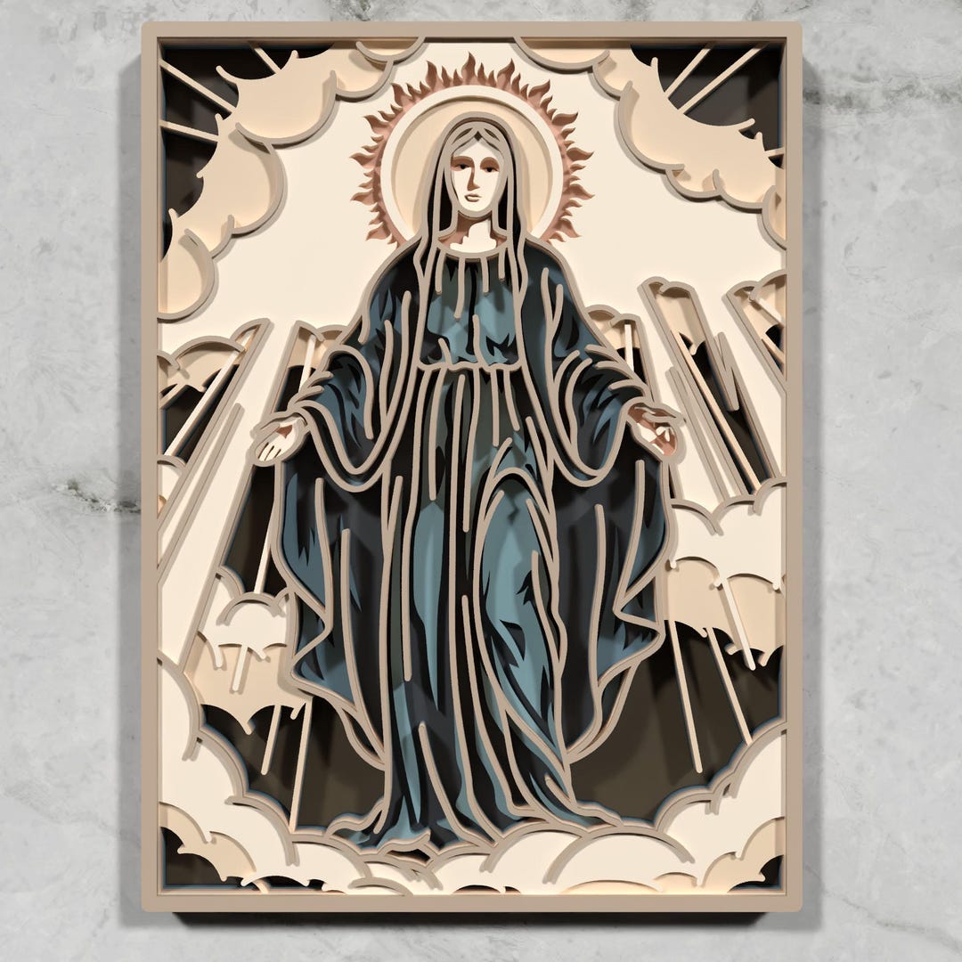 Virgin Mary SVG - Layered Laser Cut File, Religious CNC Wall Art - Etsy