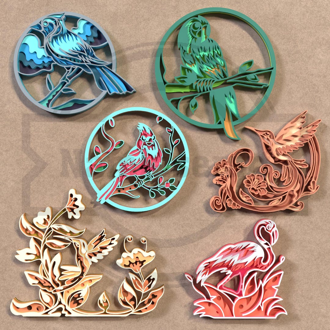 Layered Bird SVG Bundle – 3D Laser Cut Animal Wall Art – Digital ...