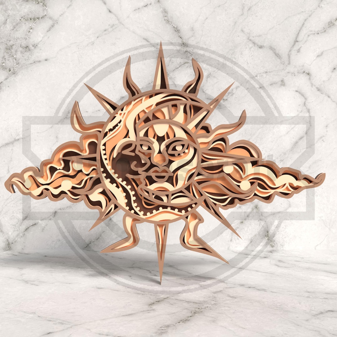 Sun and Moon Fusion SVG – Layered Celestial Laser Cut Design - Digital ...
