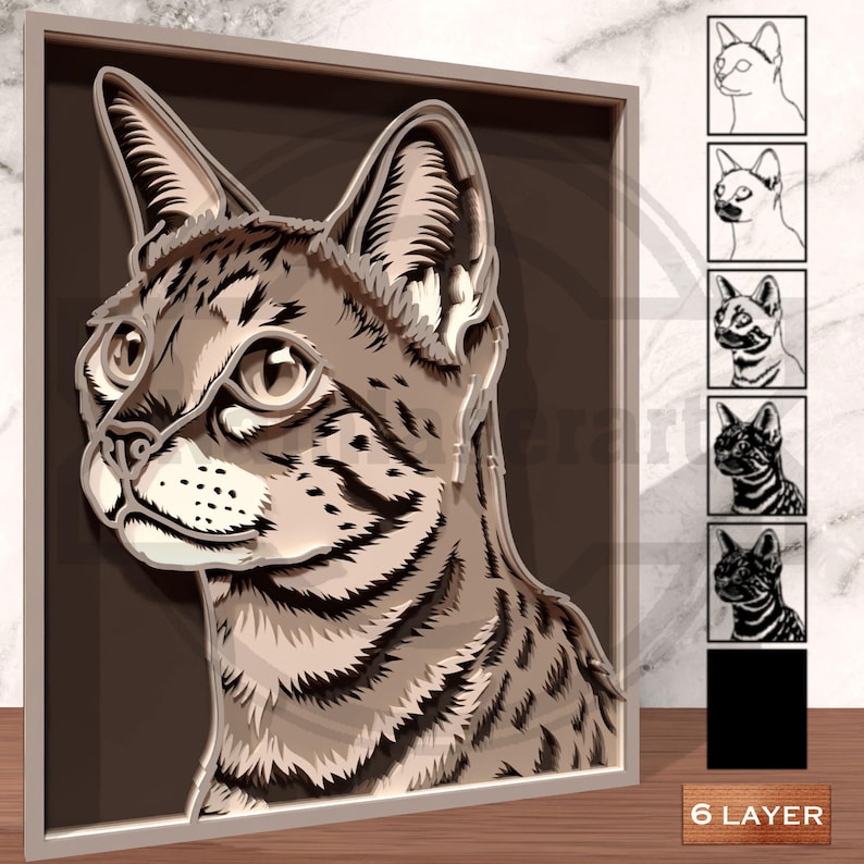 Cat Portrait SVG Bundle Laser Cut Files, Multilayer Cat Wall Art, Pet ...