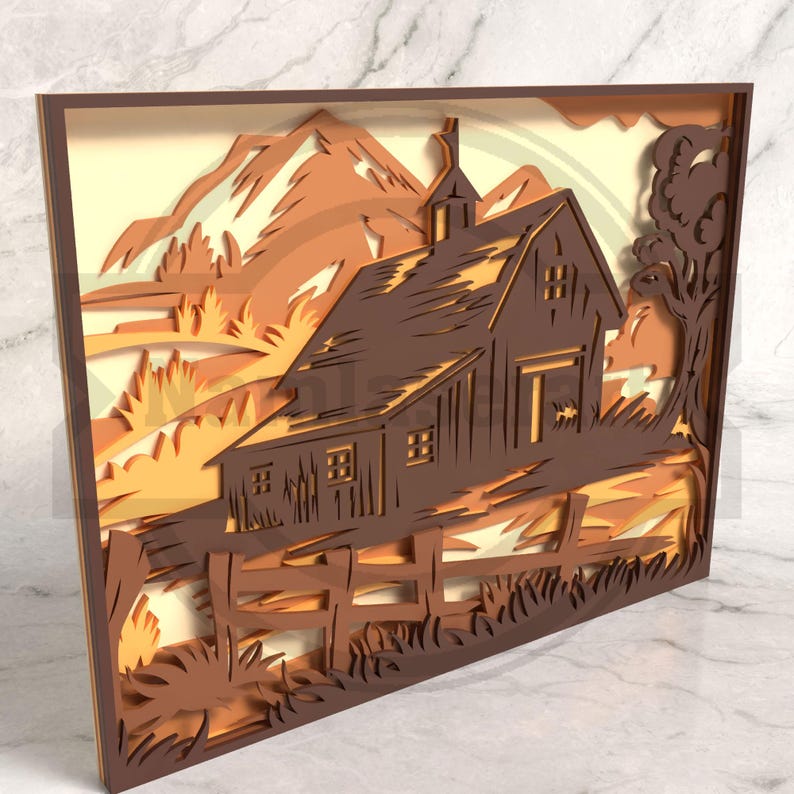 Farmhouse Barn Laser Cut File - Rustic Wall Art SVG DXF PDF - Digital ...